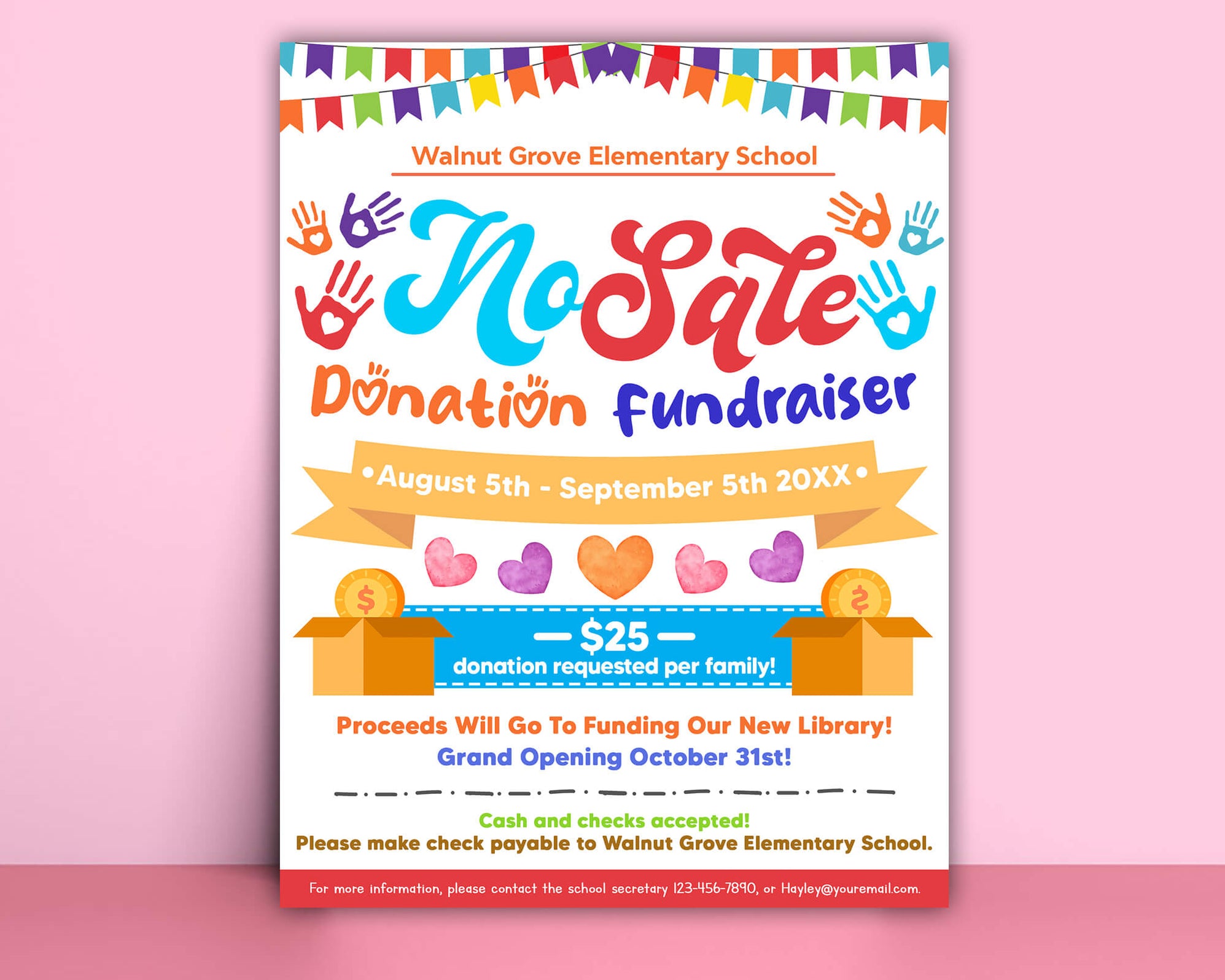 DIY No Sale Donation Fundraiser Flyer | Editable Fundraiser Flyer ...