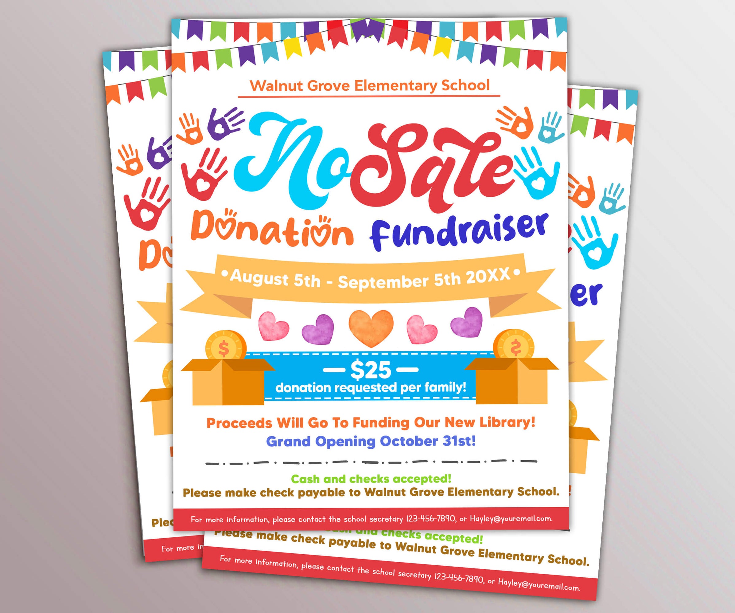 DIY No Sale Donation Fundraiser Flyer | Editable Fundraiser Flyer ...