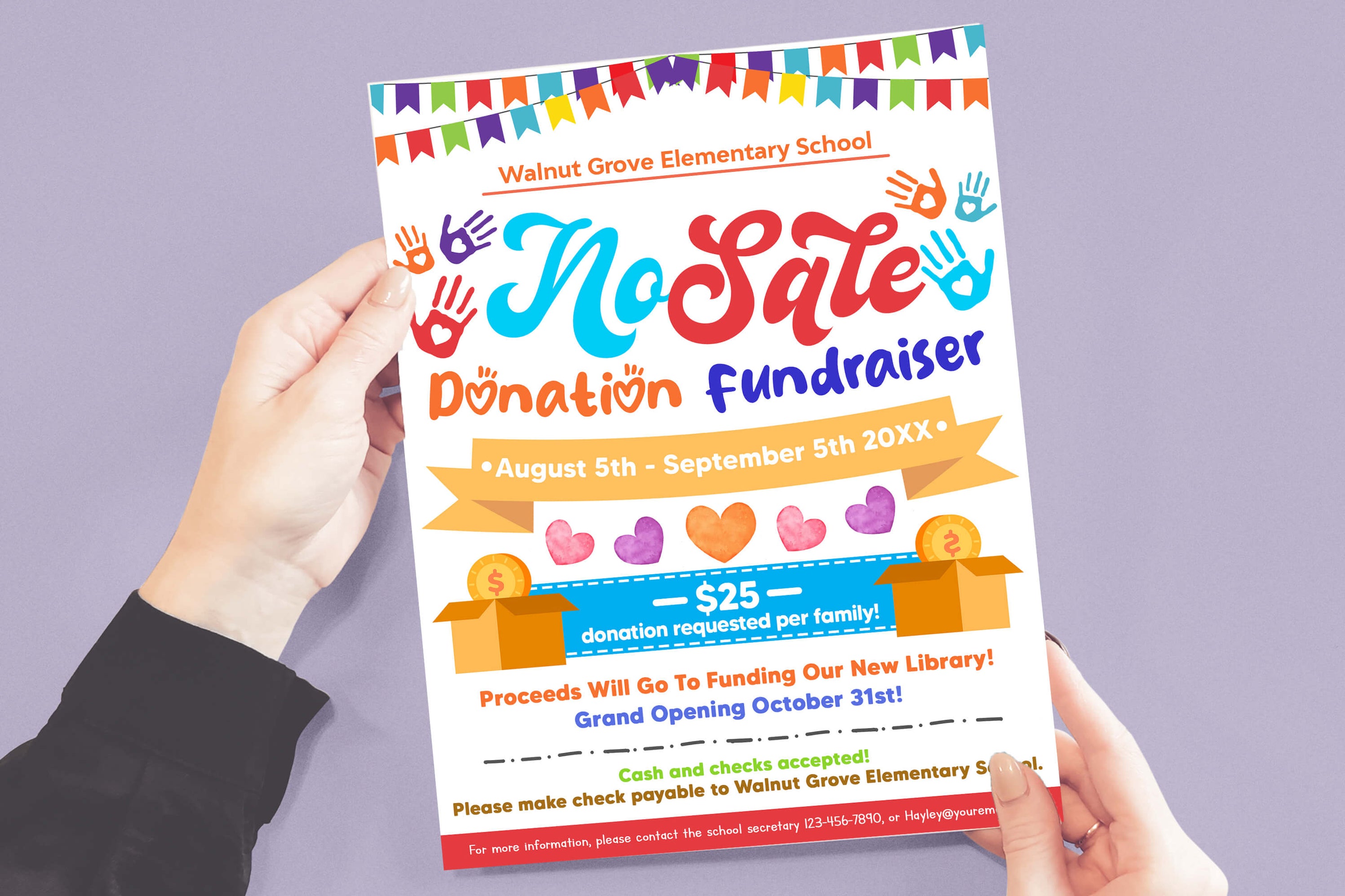 DIY No Sale Donation Fundraiser Flyer | Editable Fundraiser Flyer ...