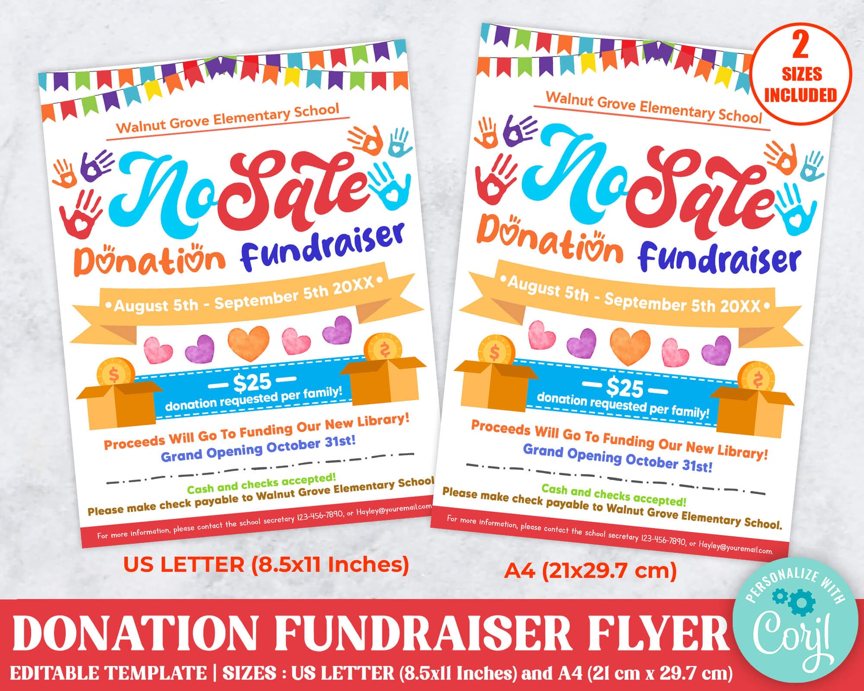 DIY No Sale Donation Fundraiser Flyer | Editable Fundraiser Flyer ...