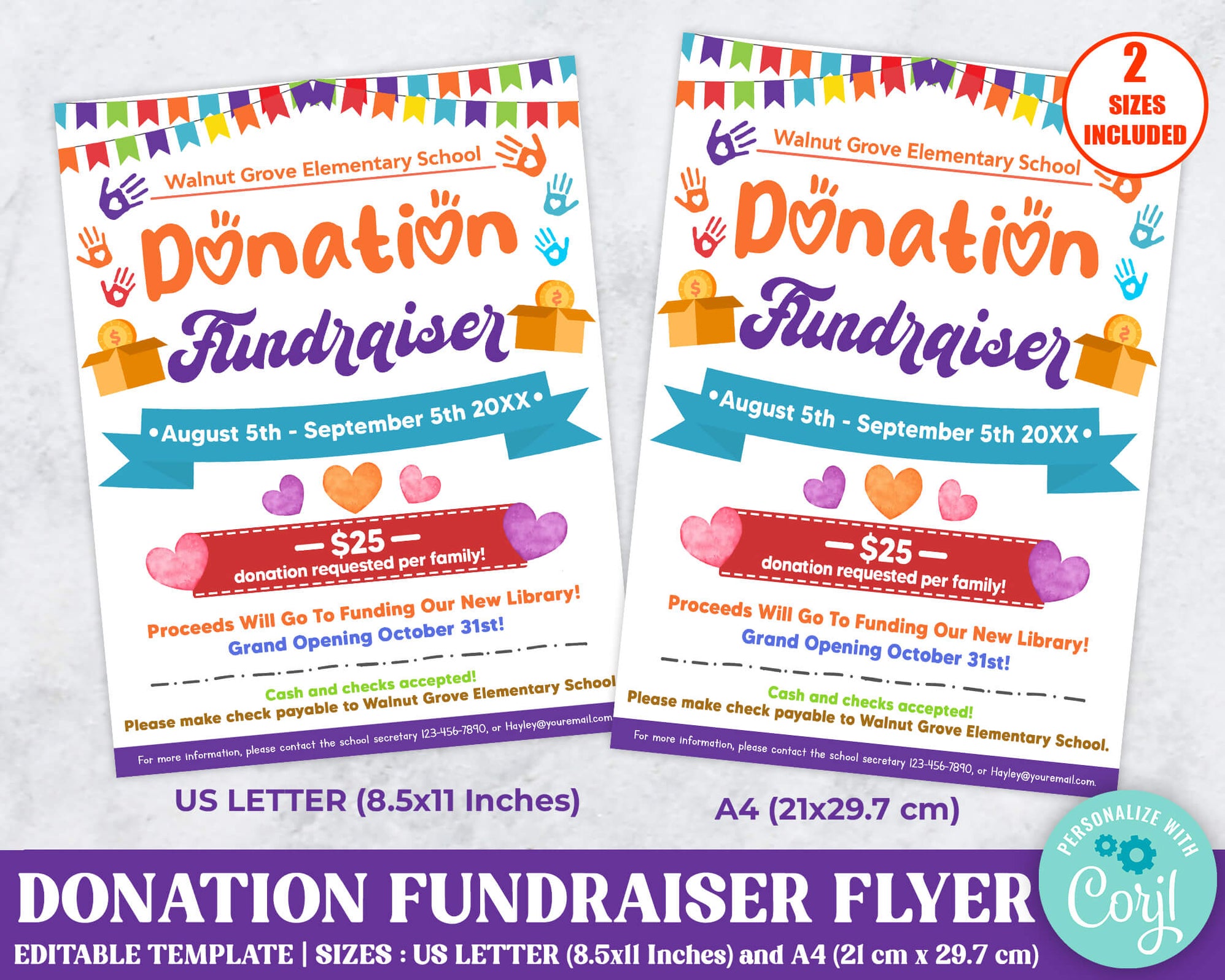 DIY Donation Fundraiser Flyer | Editable Fundraising Flyer Template ...