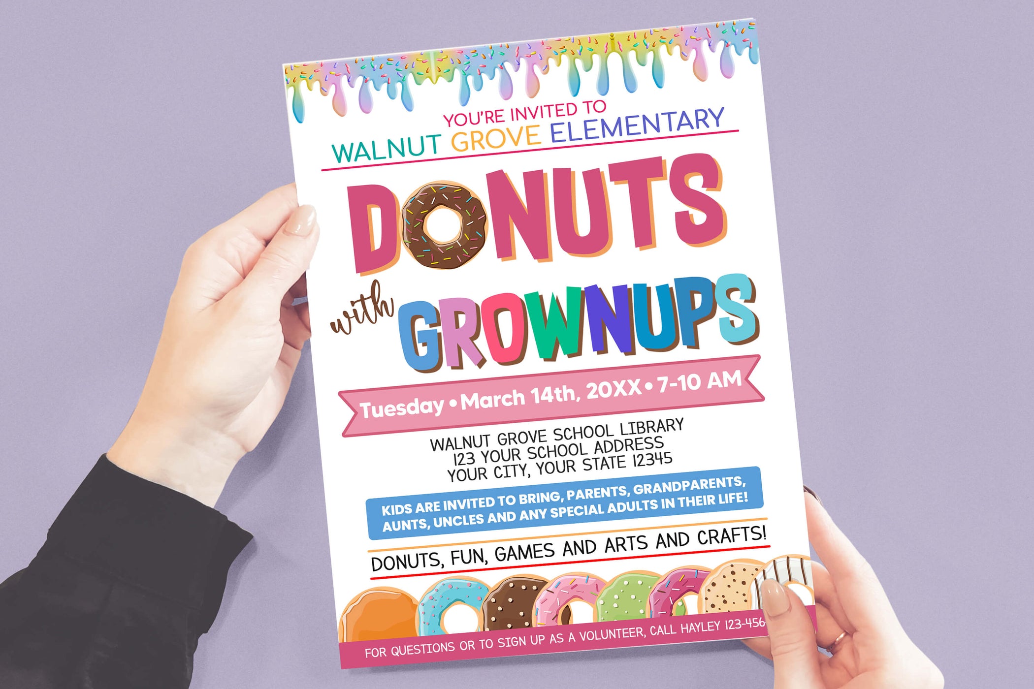 Customizable Donuts With Grownups Fundraiser Flyer Template - Posh Park