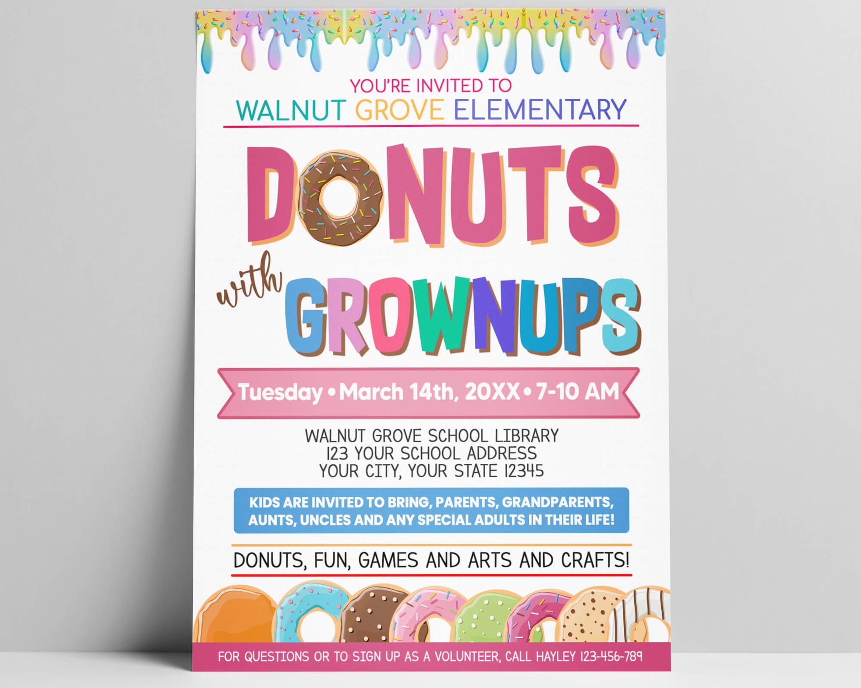 Customizable Donuts With Grownups Fundraiser Flyer Template - Posh Park
