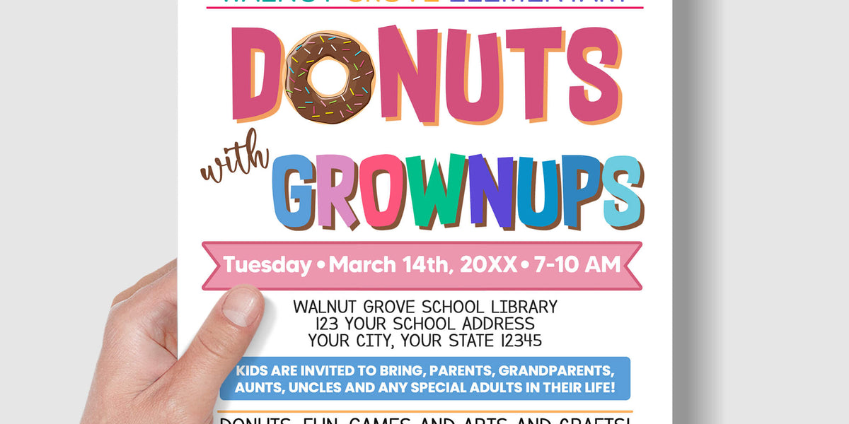 Customizable Donuts With Grownups Fundraiser Flyer Template - Posh Park