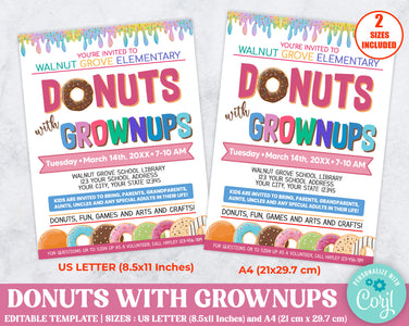 Customizable Donuts With Grownups Fundraiser Flyer Template - Posh Park