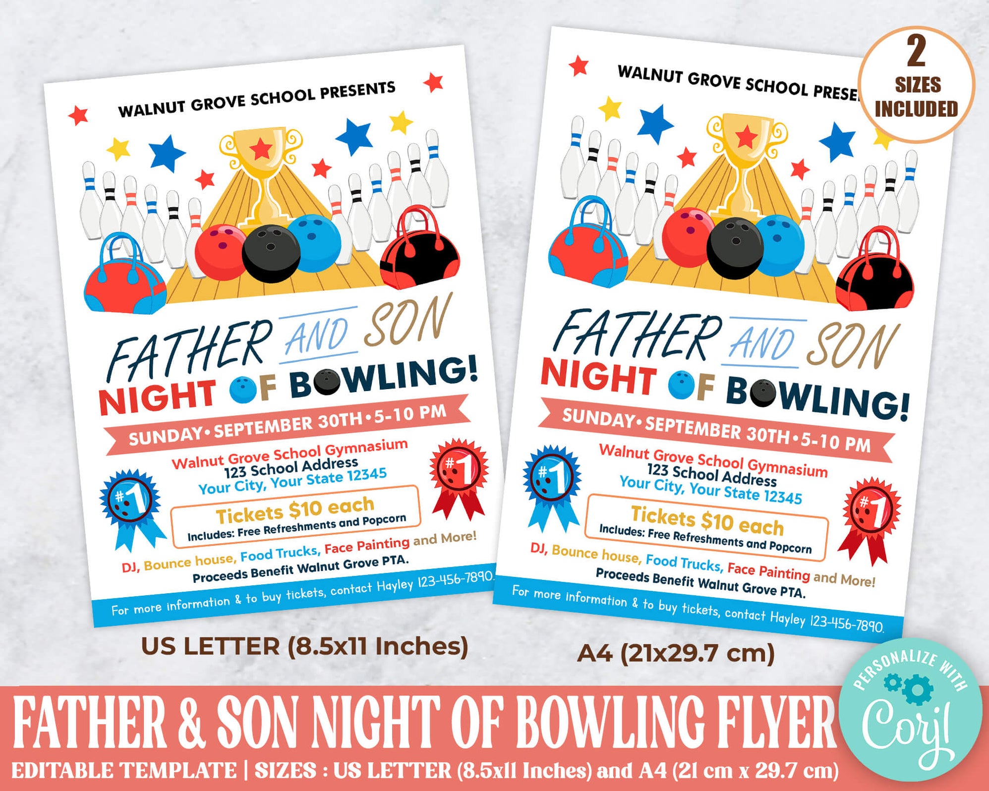 Customizable Father and Son Night of Bowling | Father and Son ...
