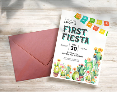 Customizable First Fiesta Invitation | Fiesta Themed Invite Template ...