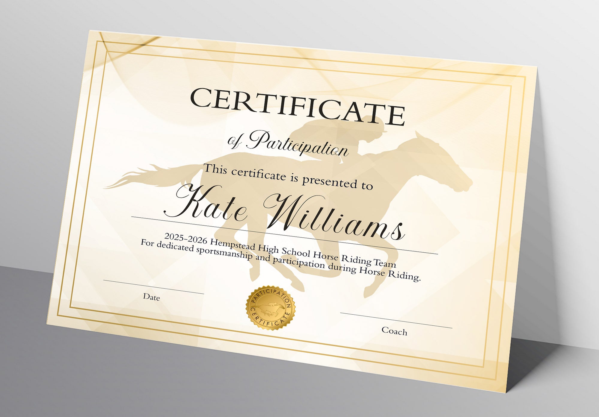 Customizable Horseback Riding Award Certificate | Sport Award Template ...