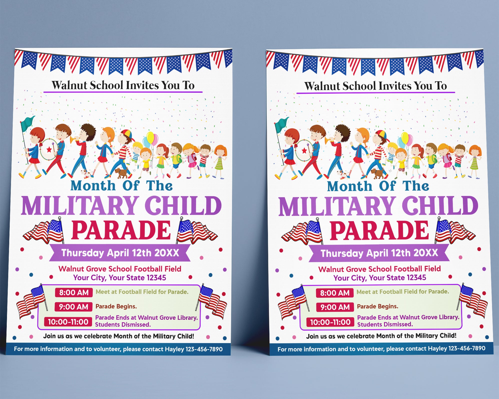 Customizable Month of Military Child Parade Flyer Template | PTO PTA ...