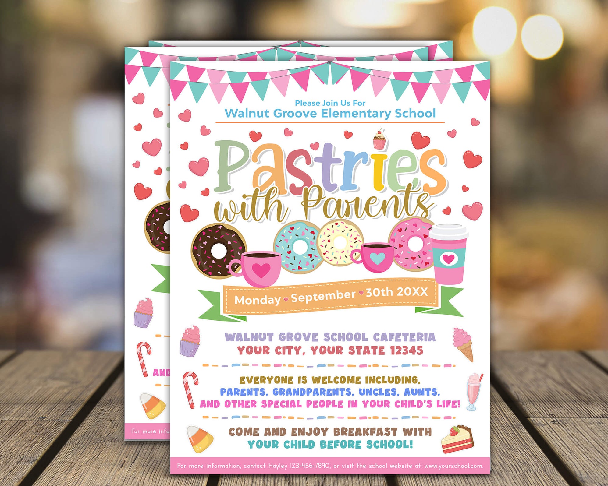 Editable Pastries With Parents Fundraiser Flyer | PTO PTA Fundraising ...