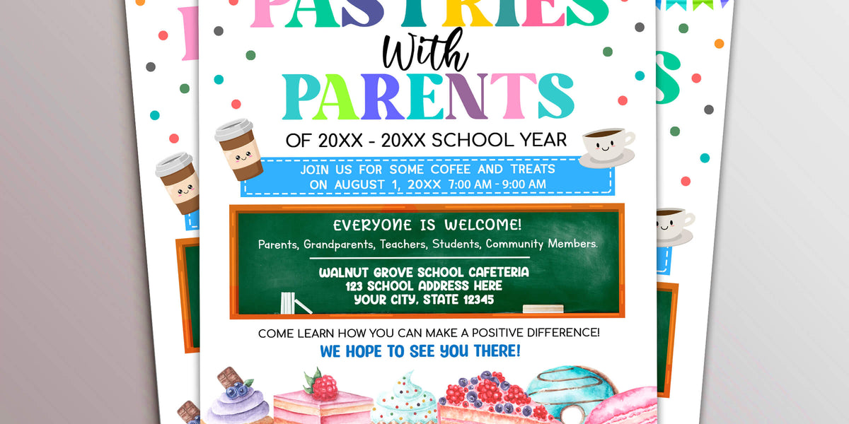 DIY Pastries With Parents Fundraiser Flyer | Editable PTO PTA ...