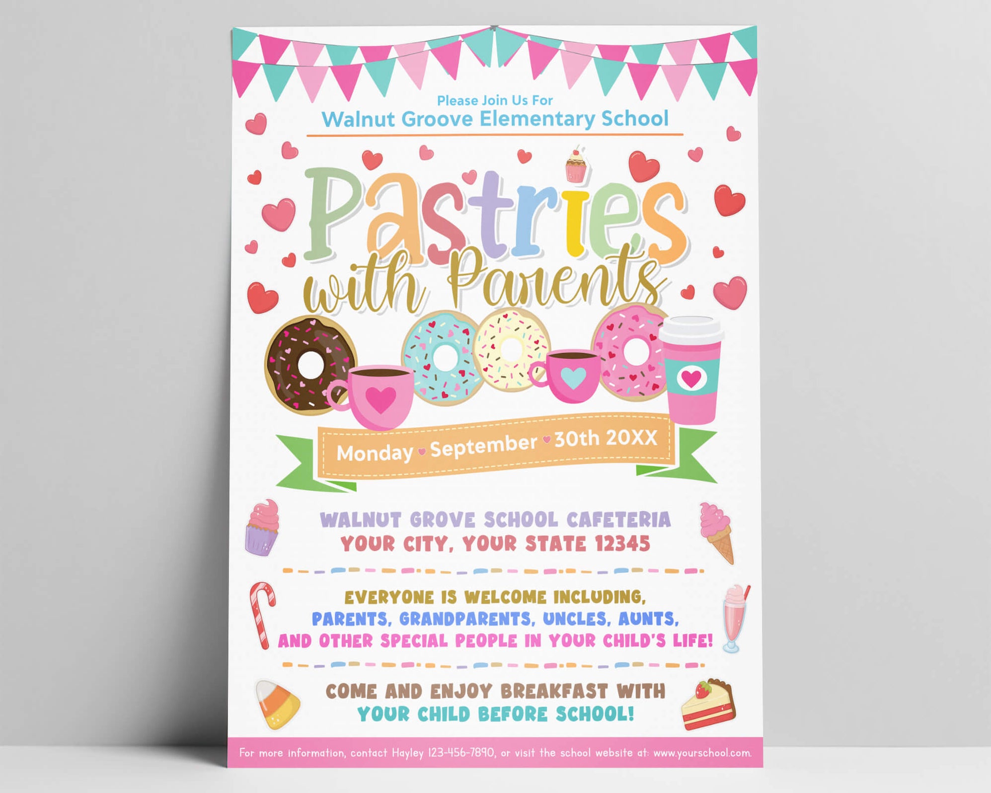 Editable Pastries With Parents Fundraiser Flyer | PTO PTA Fundraising ...