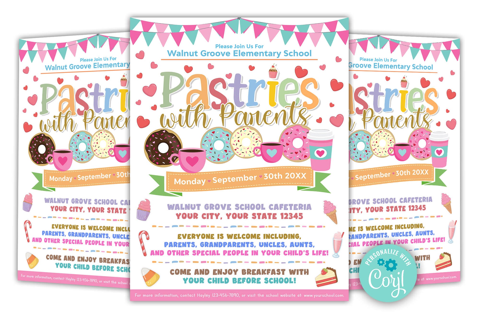 Editable Pastries With Parents Fundraiser Flyer | PTO PTA Fundraising ...