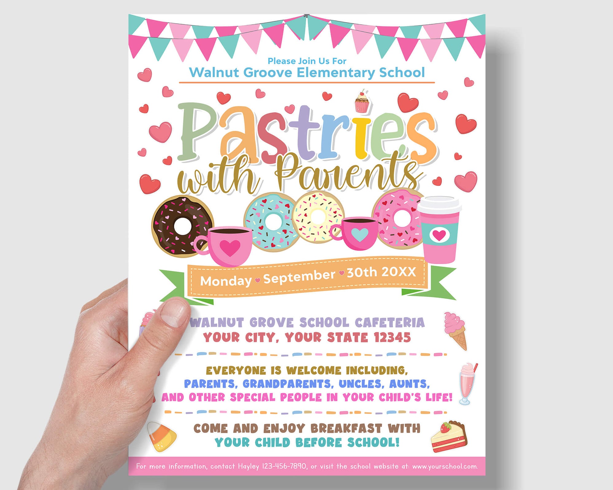 Editable Pastries With Parents Fundraiser Flyer | PTO PTA Fundraising ...