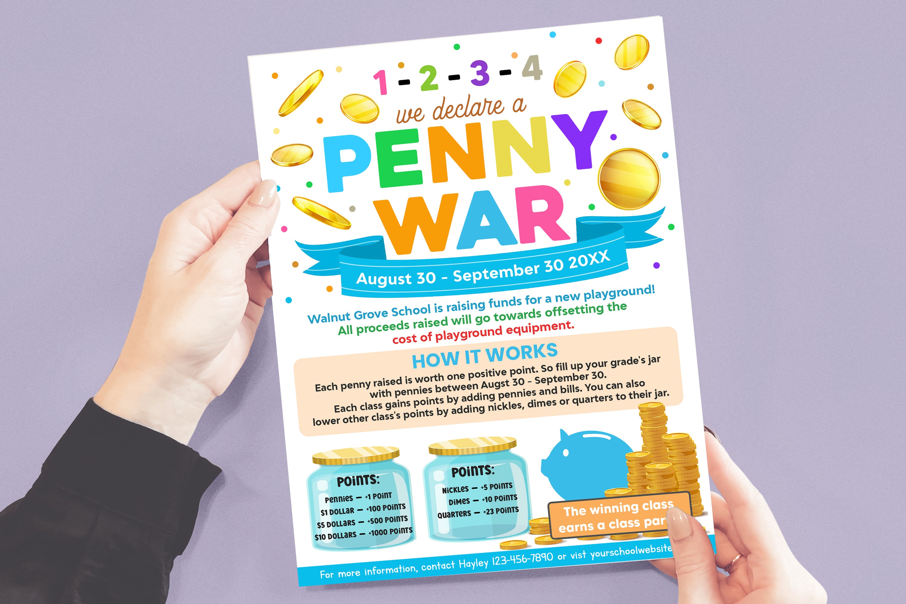 DIY Customizable Penny War Fundraiser Flyer | Fundraising Event ...