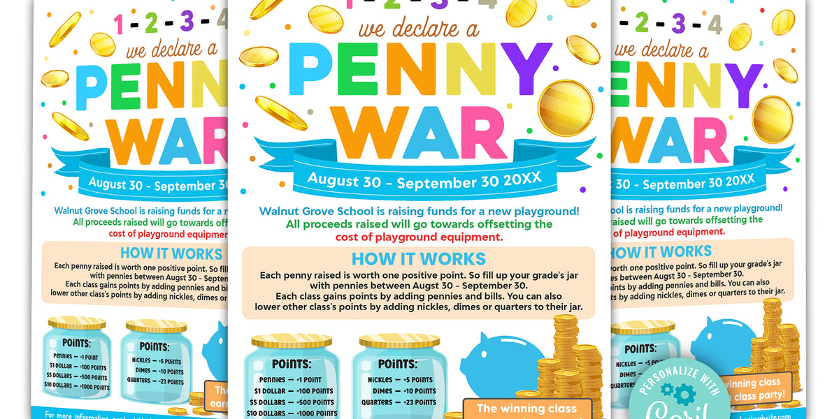 DIY Customizable Penny War Fundraiser Flyer | Fundraising Event ...