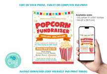 Editable Popcorn Fundraiser Invite Flyer Template - Posh Park