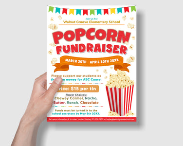 Editable Popcorn Fundraiser Invite Flyer Template - Posh Park