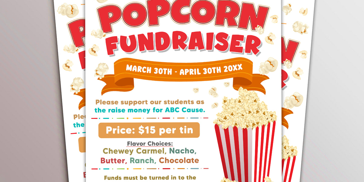 Editable Popcorn Fundraiser Invite Flyer Template - Posh Park