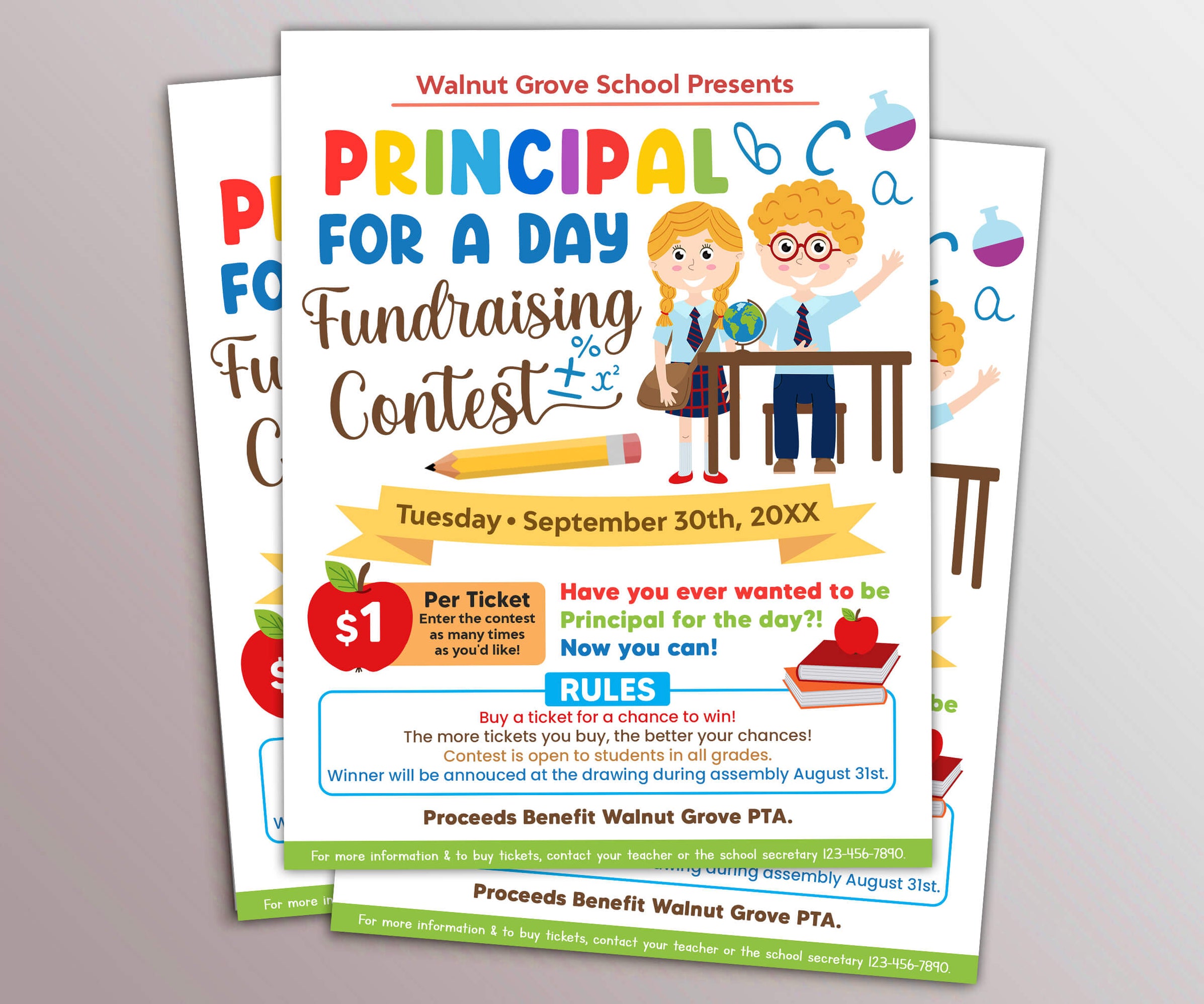 Customizable Principal For A Day Fundraising Contest Flyer Template ...