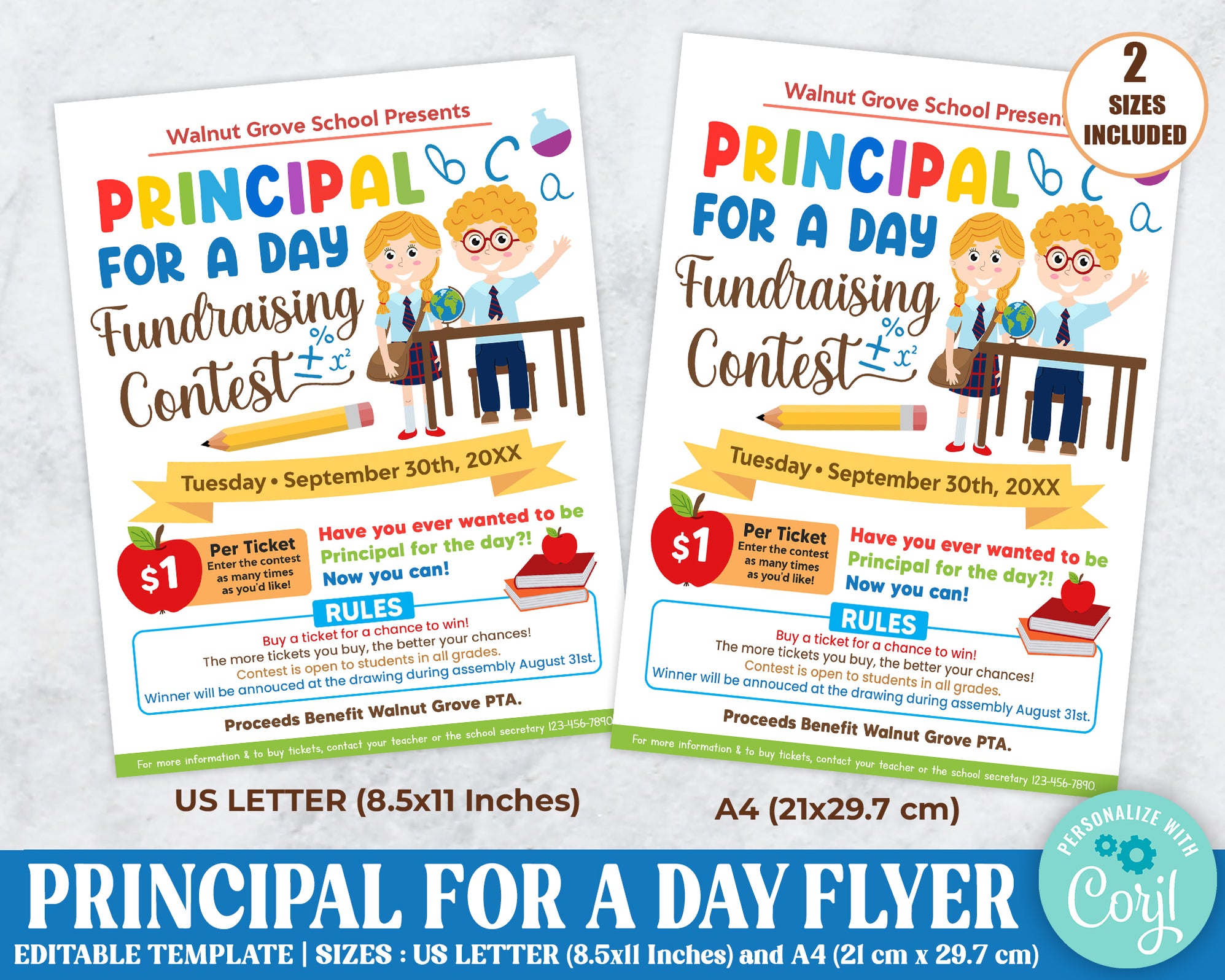 Customizable Principal For A Day Fundraising Contest Flyer Template ...