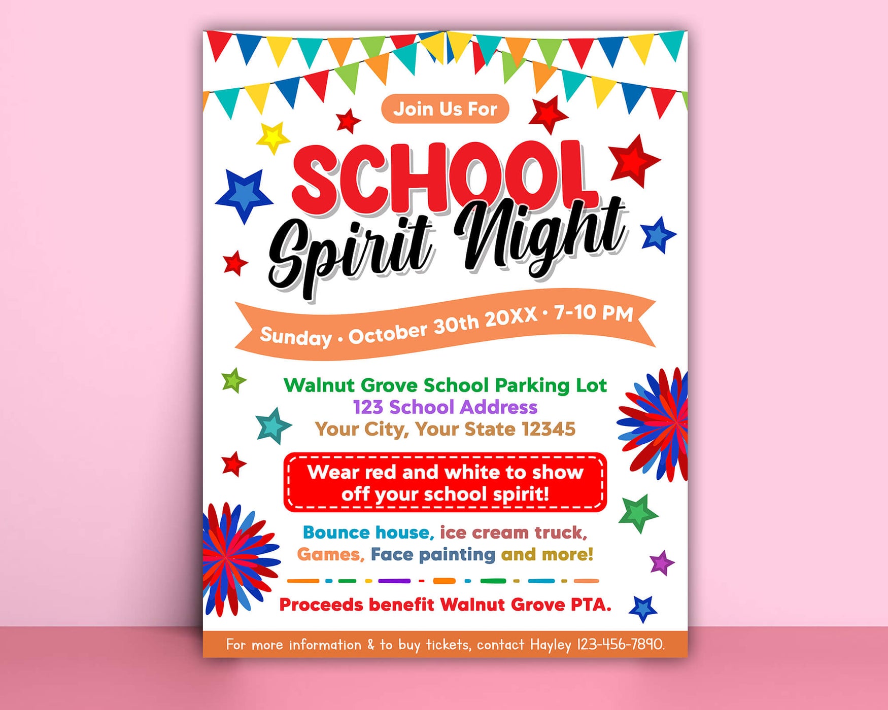 Editable School Spirit Night and Event Flyer Template - Posh Park