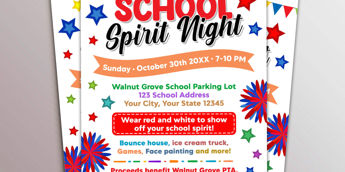 Editable School Spirit Night and Event Flyer Template - Posh Park