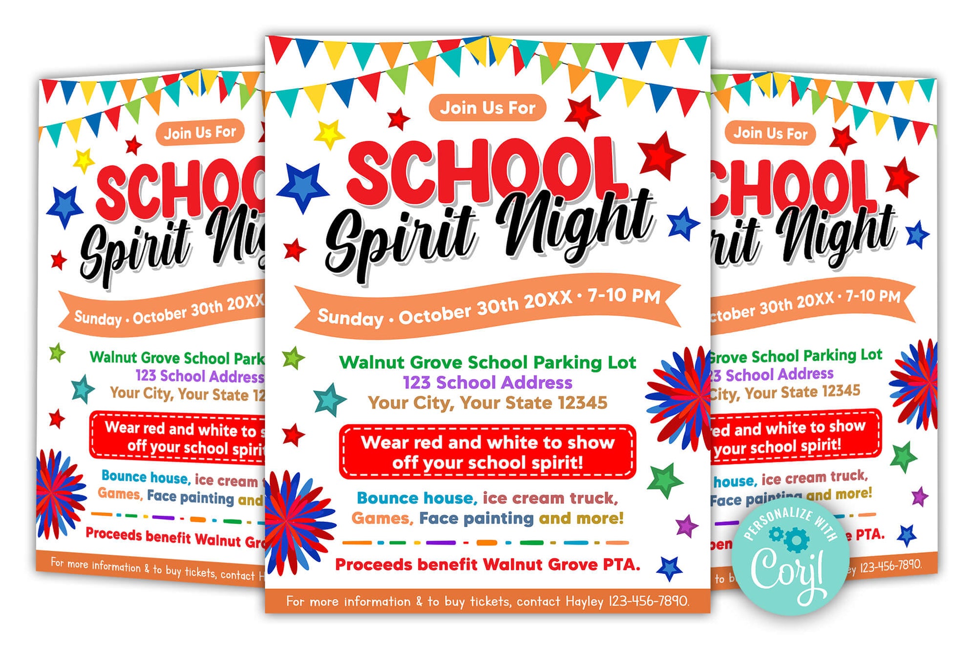 Editable School Spirit Night and Event Flyer Template - Posh Park