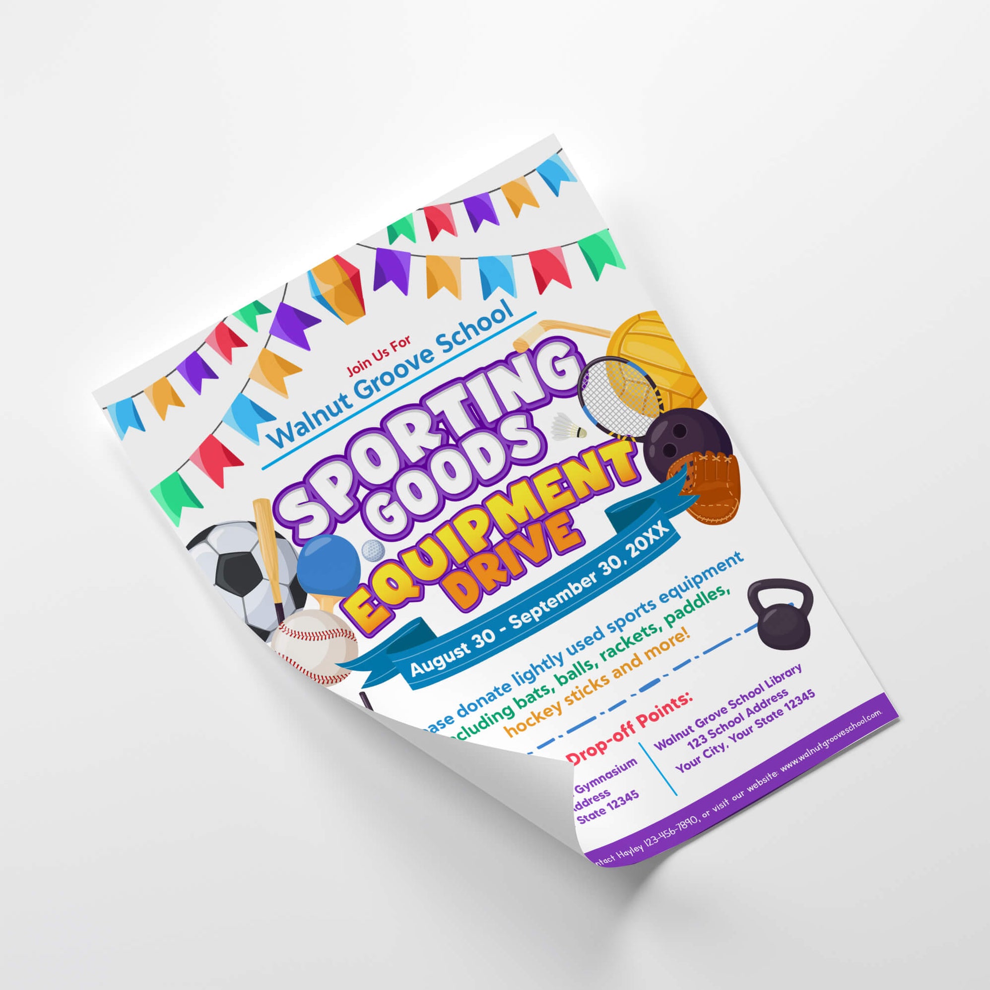 DIY Sporting Goods Equipment Drive | Editable Fundraiser Flyer Template ...