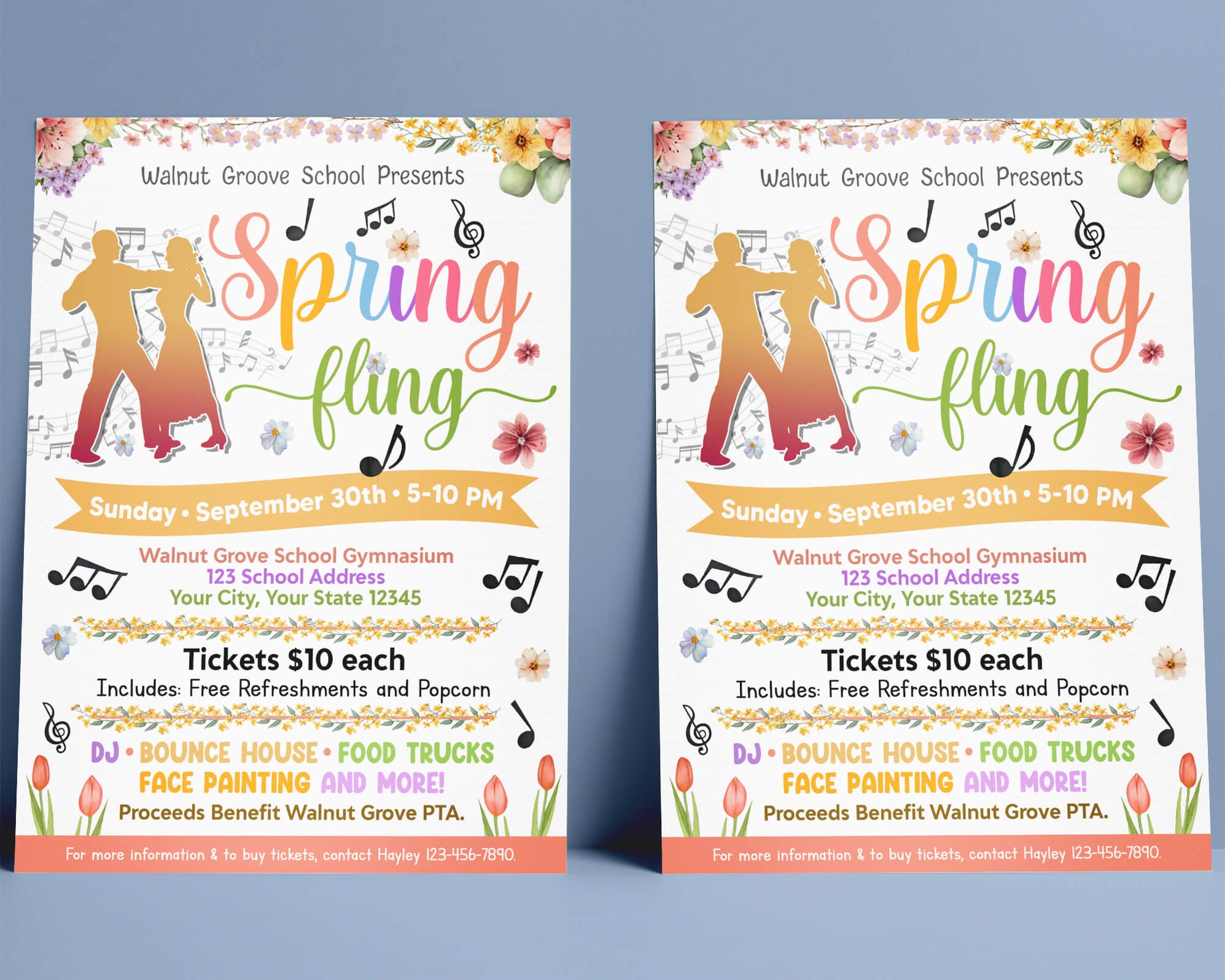 DIY Spring Fling Flyer Template | PTO PTA School Dance Party Fundraiser ...