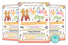 DIY Spring Fling Flyer Template | PTO PTA School Dance Party Fundraiser ...