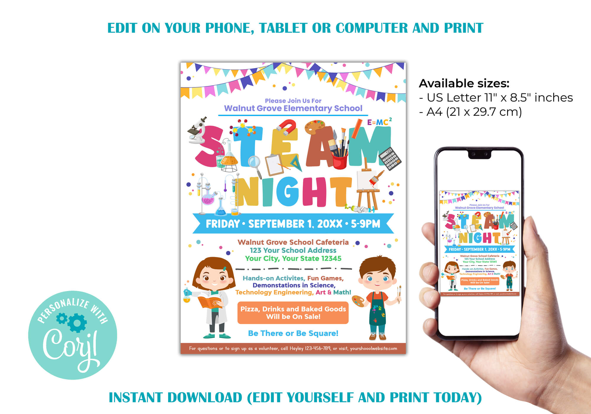 DIY STEAM Night Flyer | Science Tech Engineering Art Math Fundraiser ...