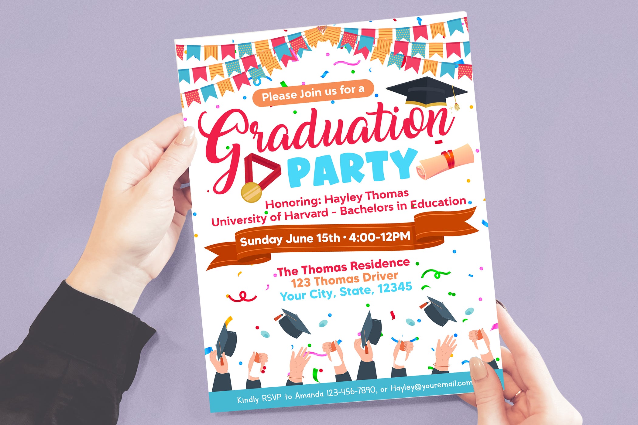 DIY Customizable Graduation Ceremony Party Invite Flyer Template - Posh ...