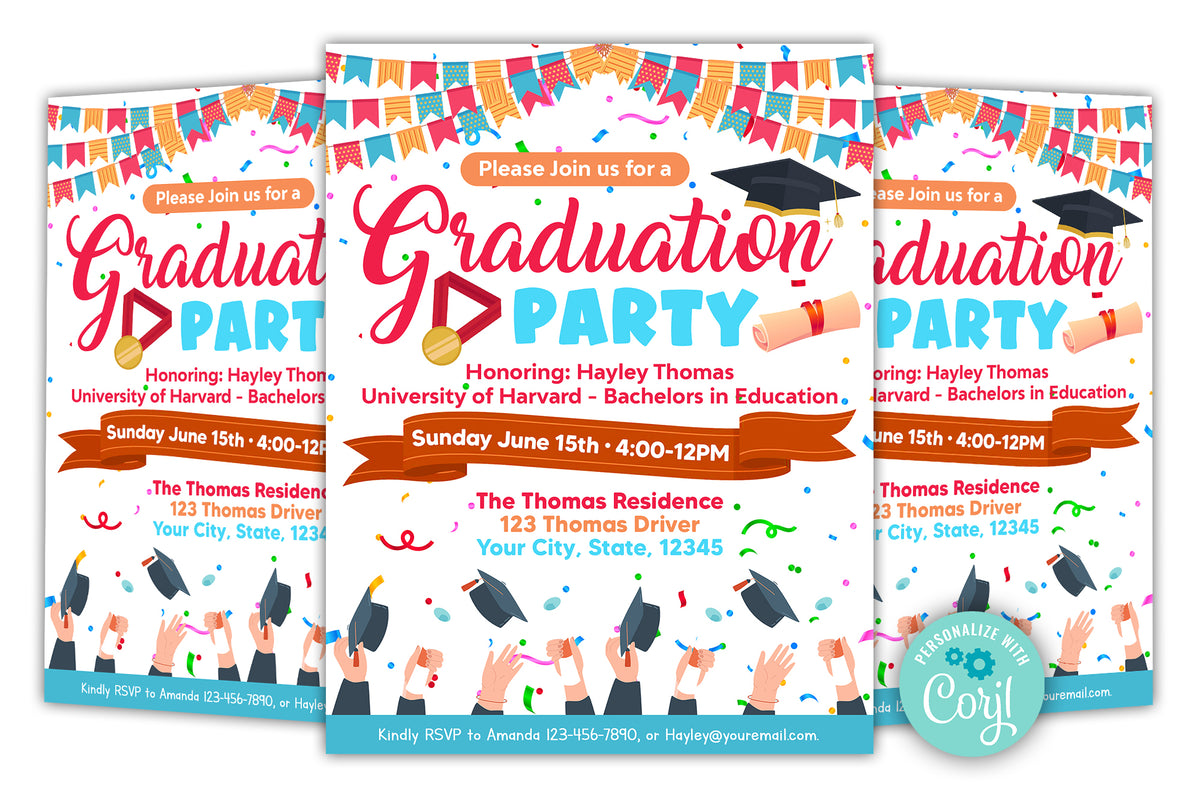 DIY Customizable Graduation Ceremony Party Invite Flyer Template - Posh ...