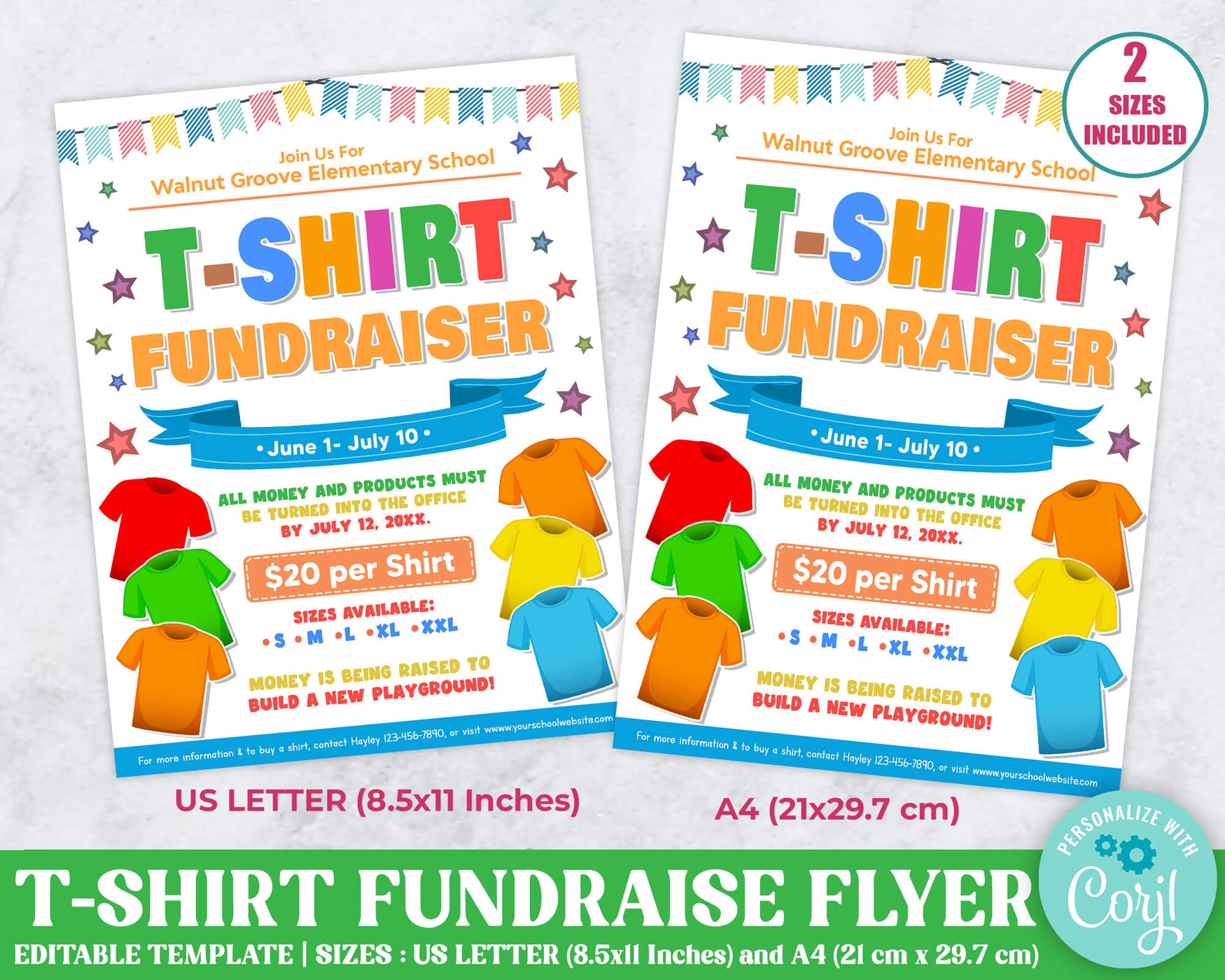 DIY T-Shirt Fundraier Flyer | School Spirit Wear Fundraiser Template ...