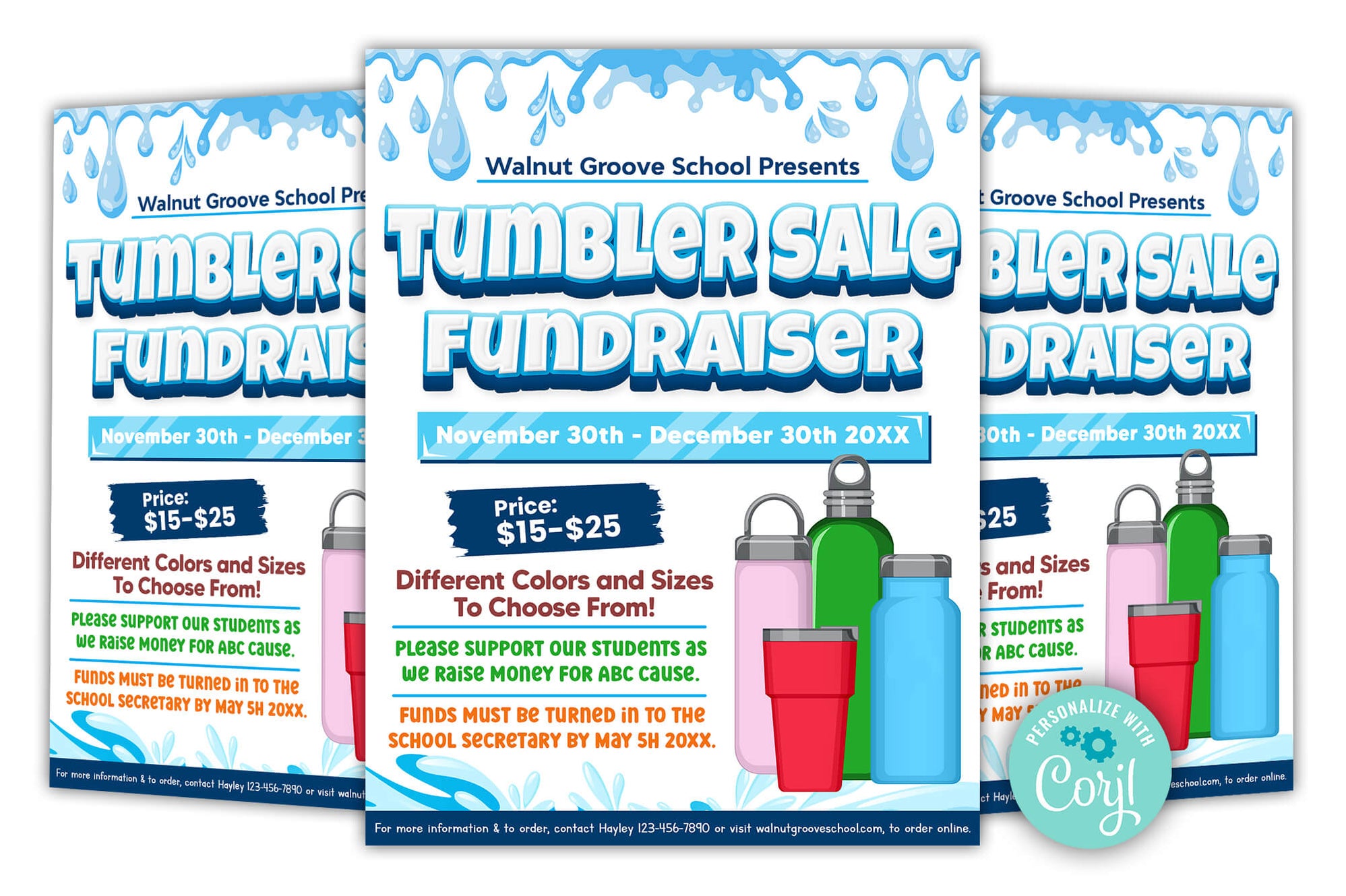 DIY Tumbler Sale Flyer | Editable Fundraiser Flyer Template - Posh Park