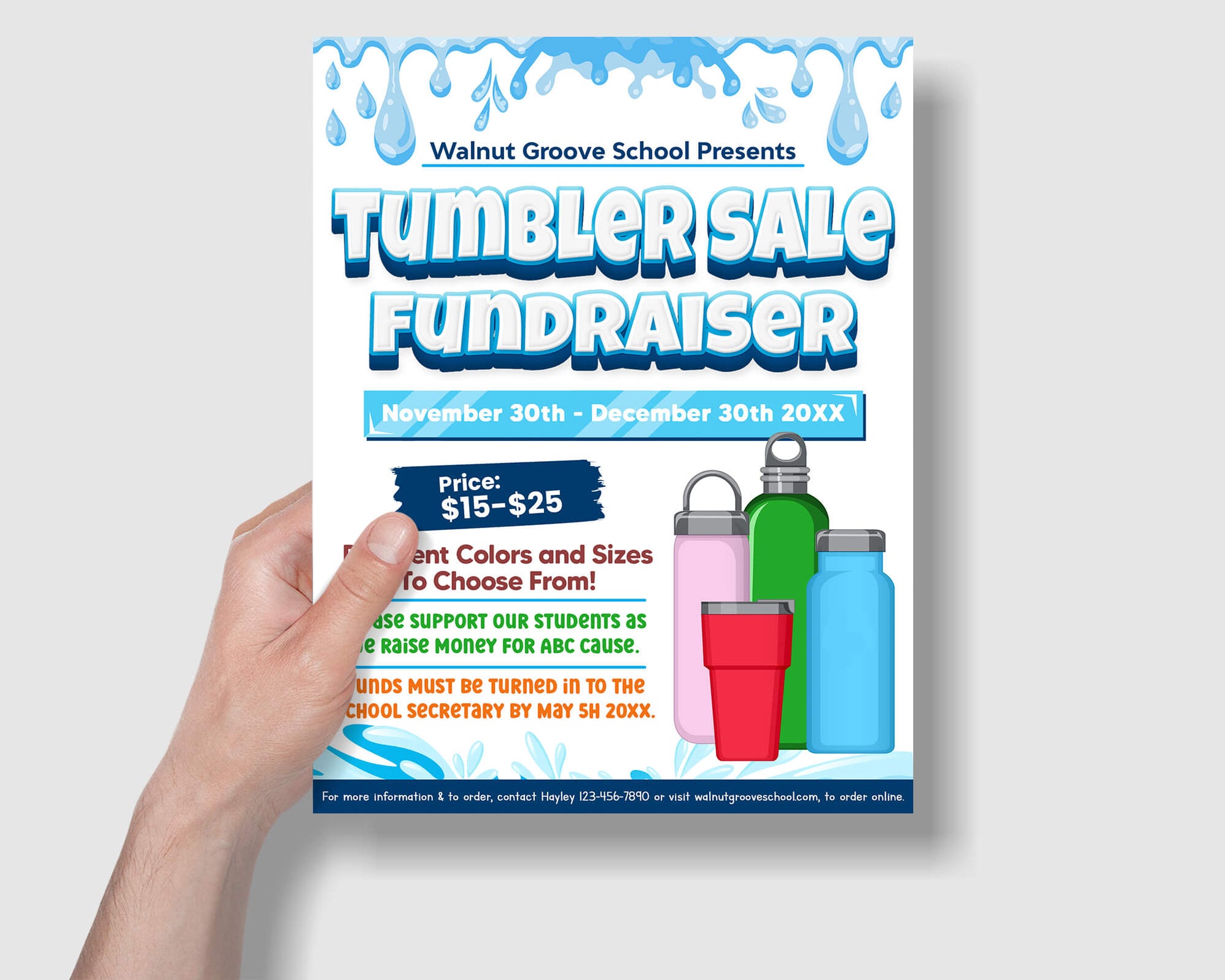 DIY Tumbler Sale Flyer | Editable Fundraiser Flyer Template - Posh Park