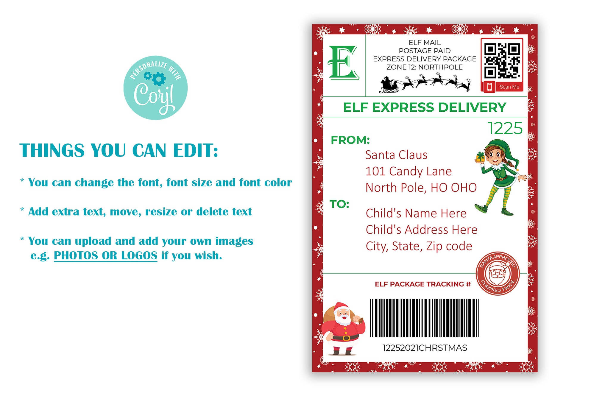 Editable Christmas Elf Gift Tags for Children - Posh Park