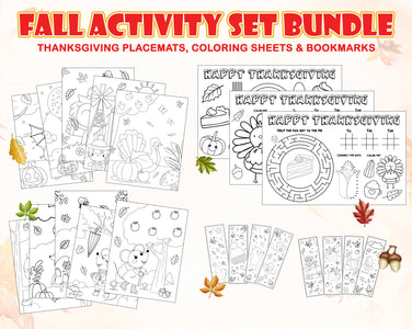 Printable Fall Activity Pages for Kids Bundle, PDF Thanksgiving Activi ...