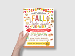 Fall Bake Sale Flyer, Editable Community Fundraiser Invite, Fall Churc ...