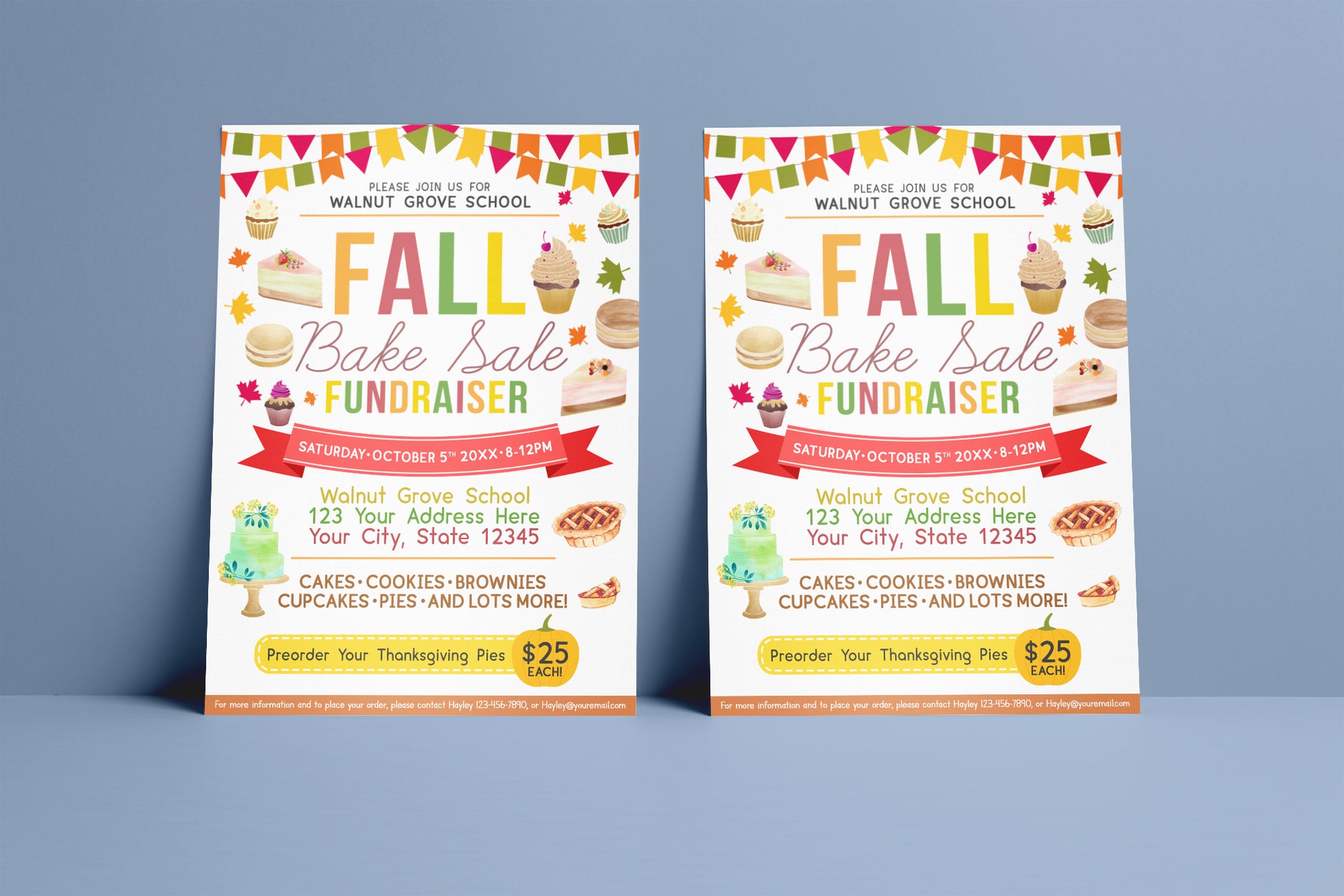 Fall Bake Sale Flyer, Editable Community Fundraiser Invite, Fall Churc ...