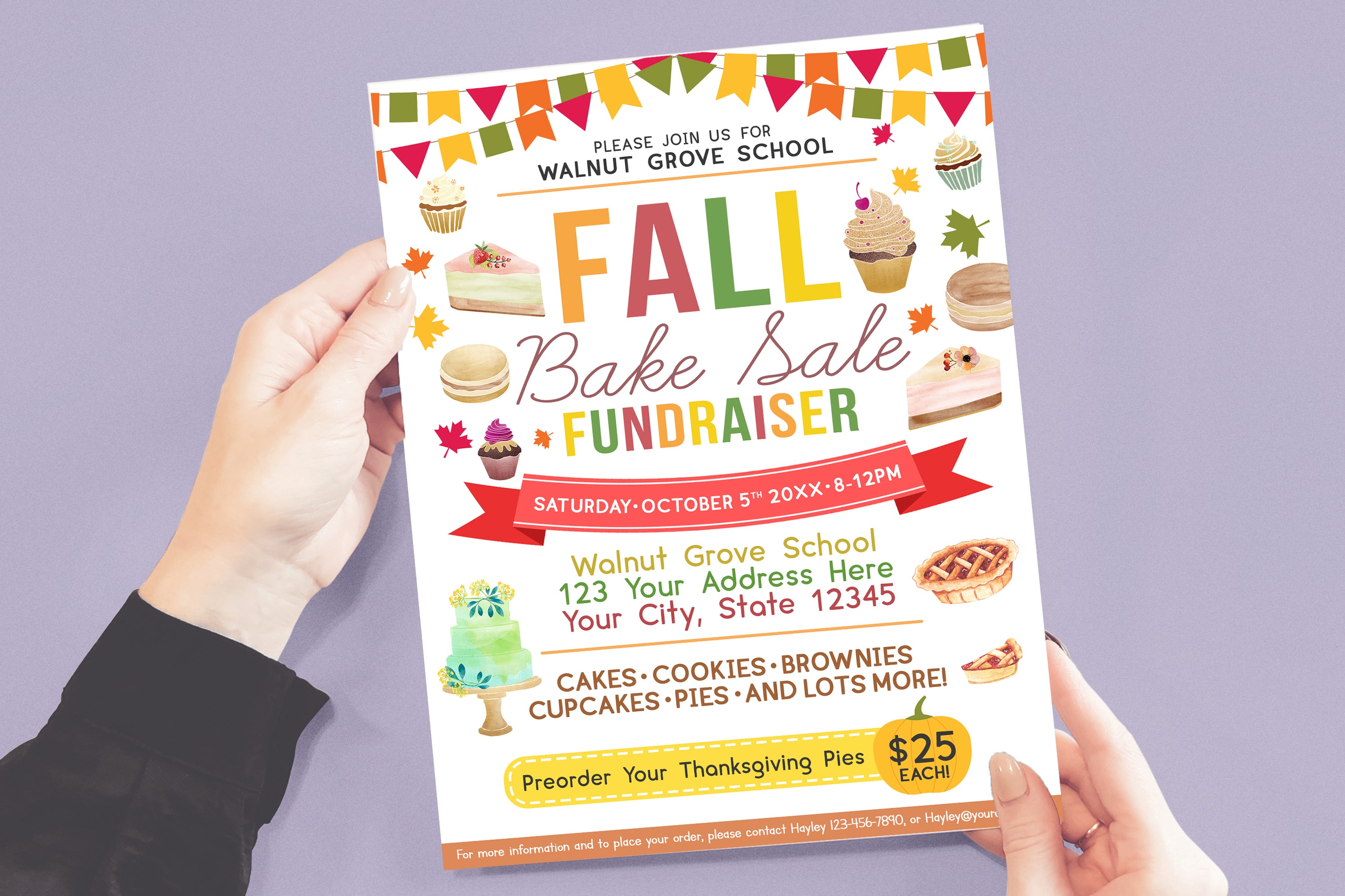 Fall Bake Sale Flyer, Editable Community Fundraiser Invite, Fall Churc ...