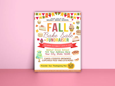 Fall Bake Sale Flyer, Editable Community Fundraiser Invite, Fall Churc ...