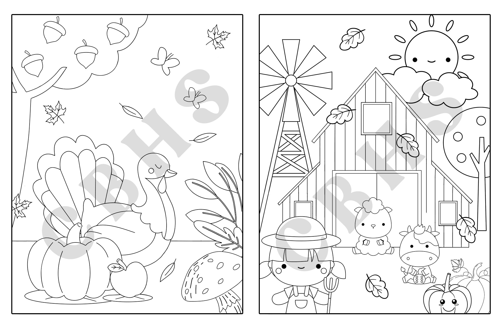 Printable Fall Activity Pages for Kids Bundle, PDF Thanksgiving Activi ...