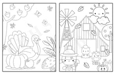 Printable Autumn Coloring Book Bundle, PDF Autumn Fall Thanksgiving Co ...