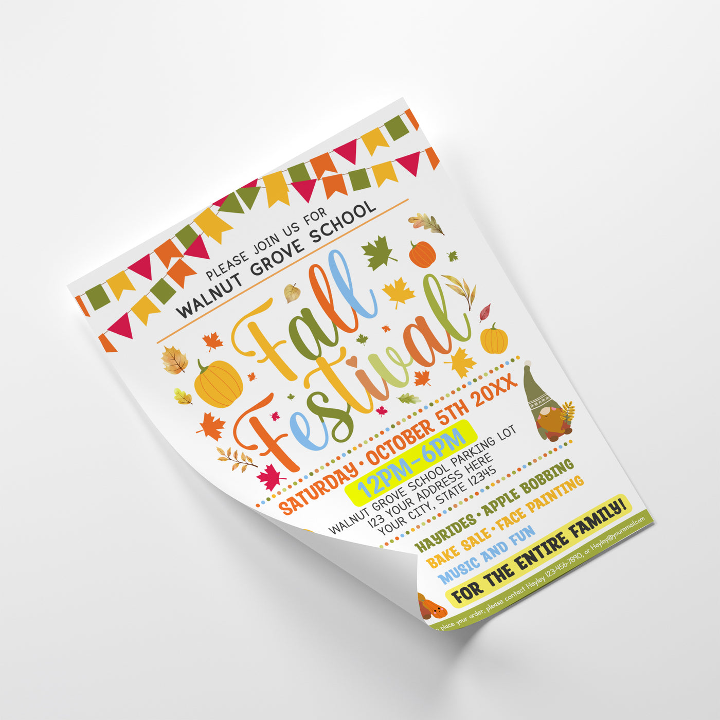 Fall Festival Flyer, Editable School Event Flyer, Church School Commun ...
