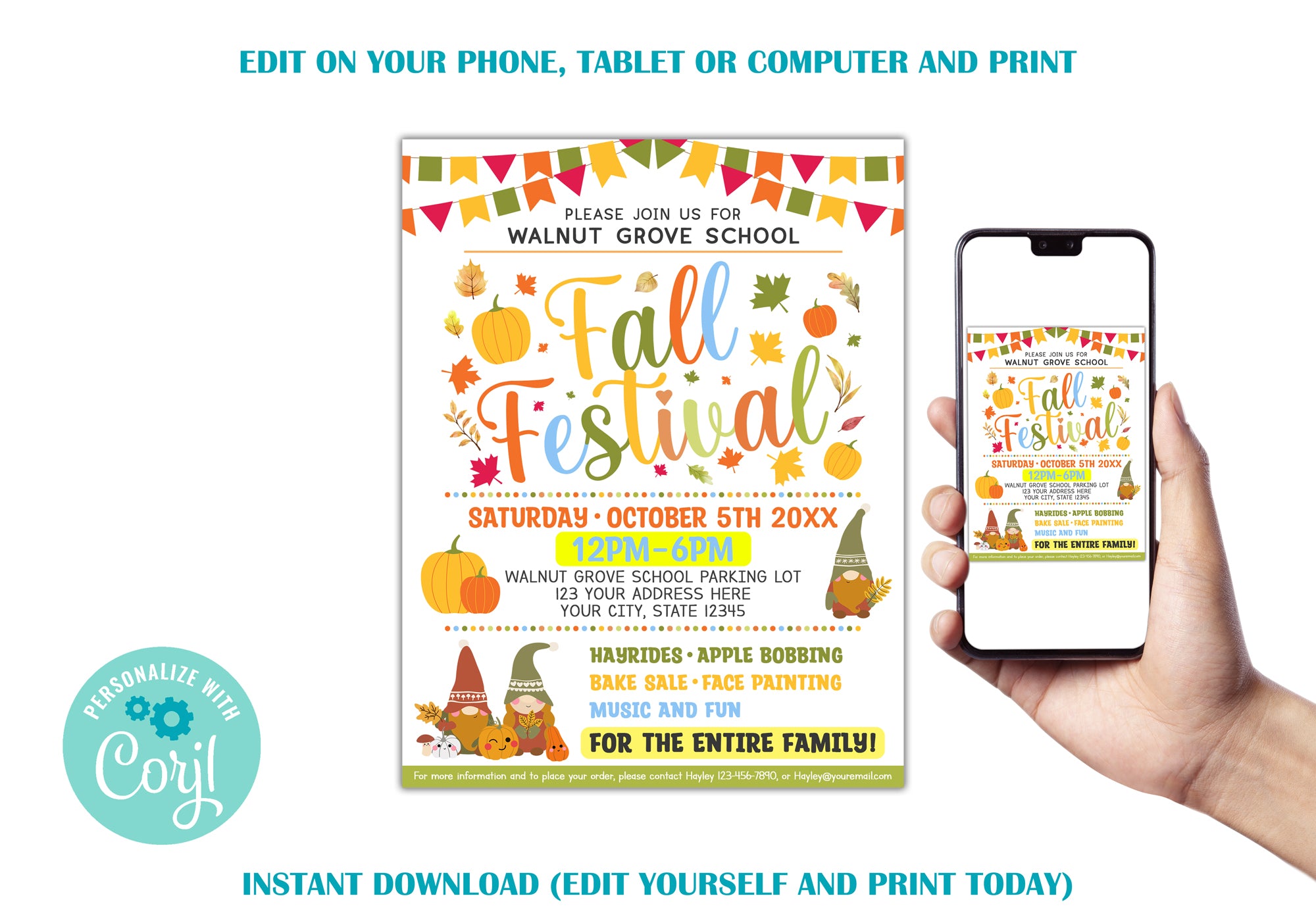 Fall Festival Flyer, Editable School Event Flyer, Church School Commun ...