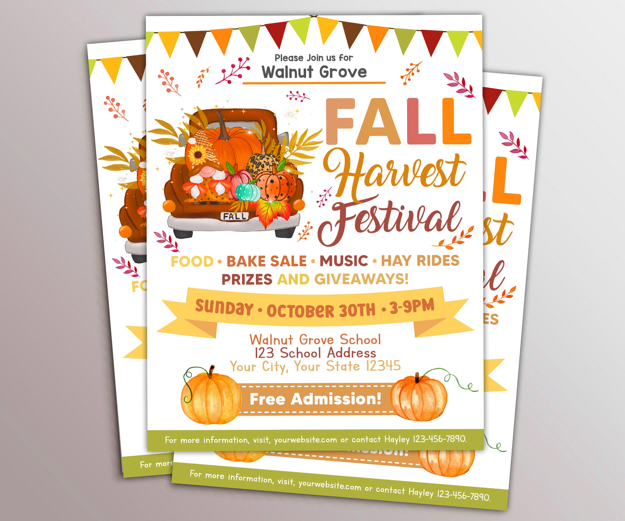 Fall Harvest Festival Flyer, Editable Fall Harvest Invite Flyer, Fall ...