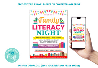 DIY Editable Family Literacy Night Flyer Template — Posh Park