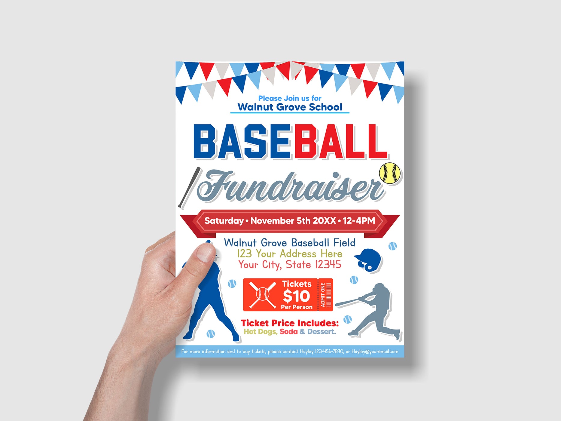Customizable Baseball Fundraiser Flyer, Editable Fundraiser Event, Bas ...